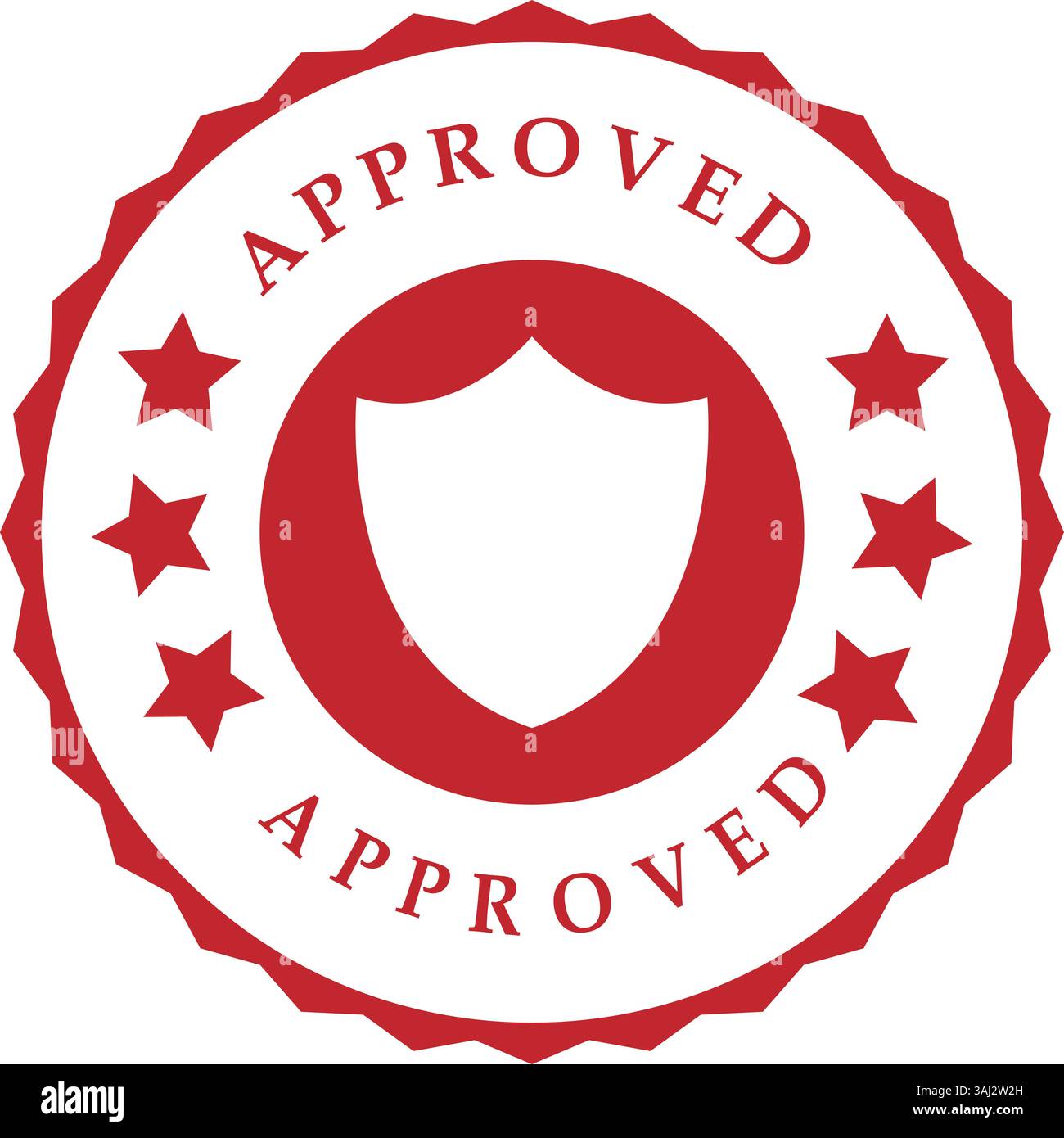 Red Circular Approval Stamp with Shield Icon Stock Vector Image & Art ...
