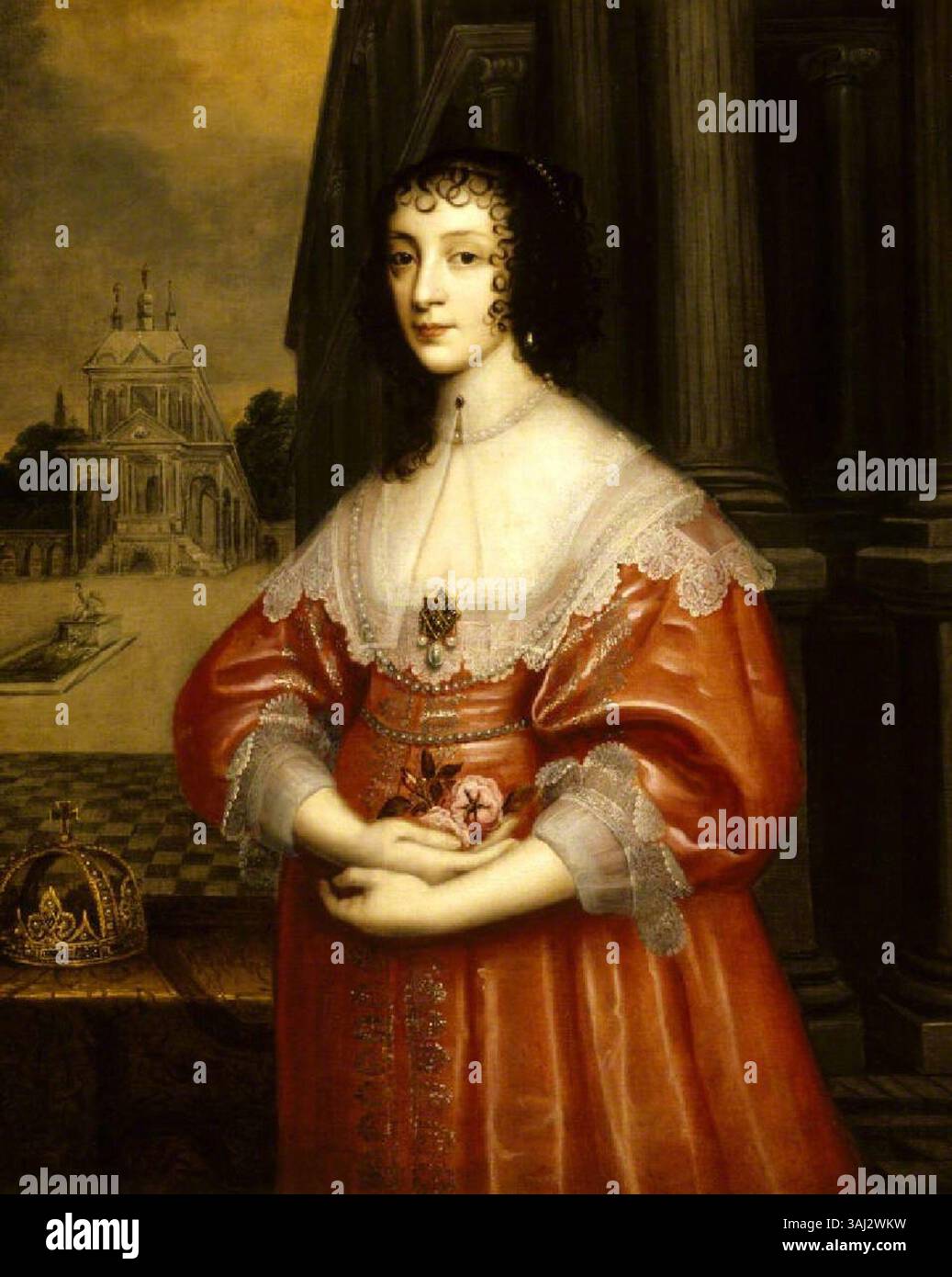 This portrait depicts Henrietta Maria of France, Queen consort of King ...