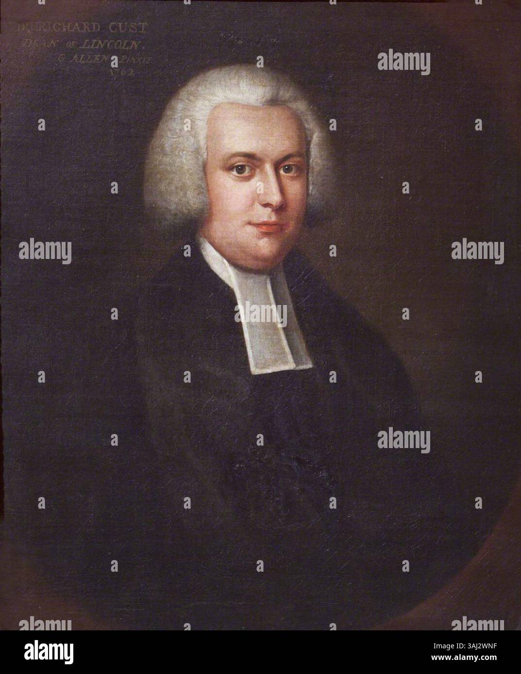A 1762 portrait of Dr. Richard Cust, Dean of Lincoln, painted by George Allen. This oil on ...