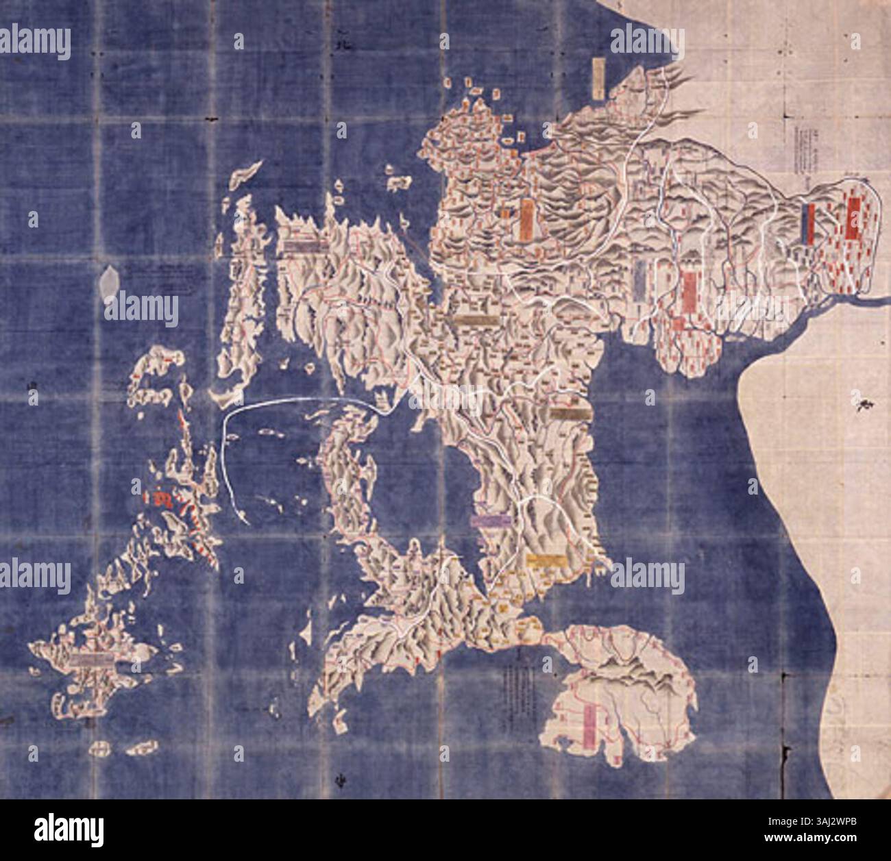 This 1837 copy of Keich Kuniezu's 1605 map of Hizen Province, housed in ...