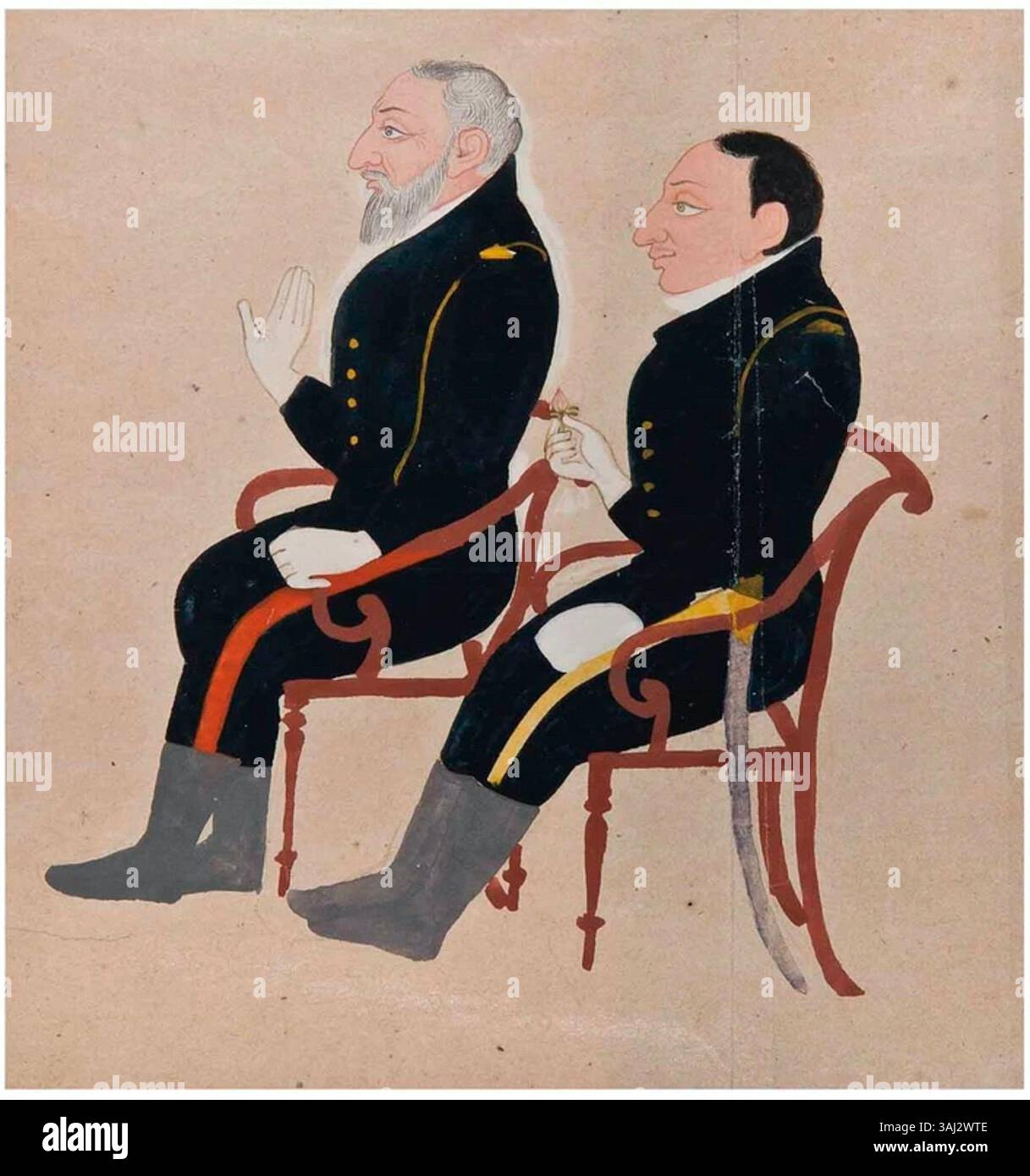 This 1858 watercolor from the Punjab School depicts three British ...