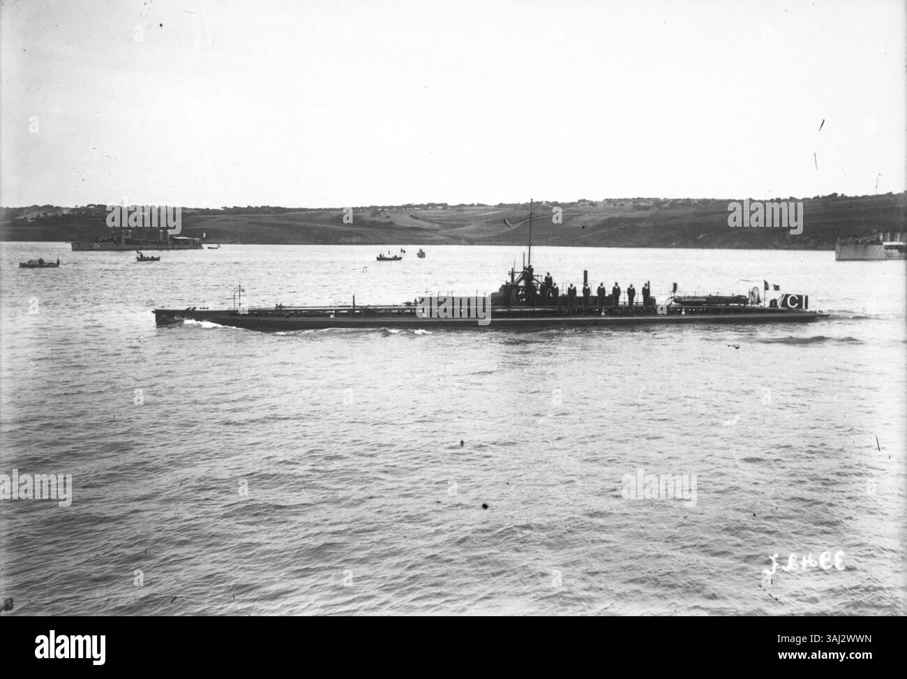 This cropped image of the French submarine Circé from 1914 showcases ...