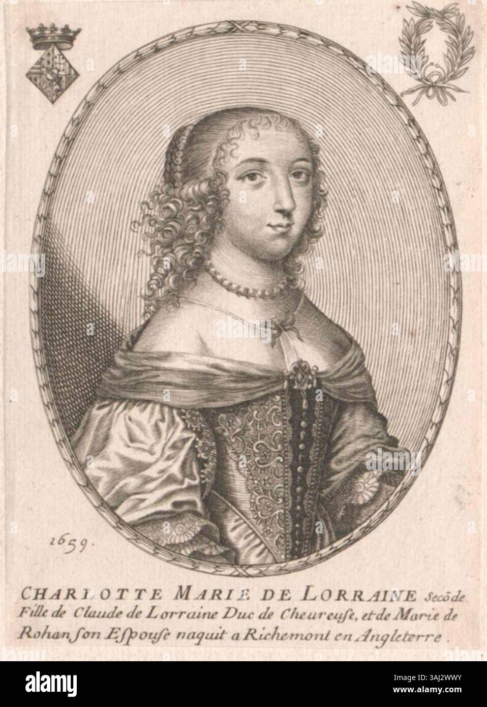 Portrait of Charlotte-Marie of Lorraine (1627-1652), daughter of Marie ...