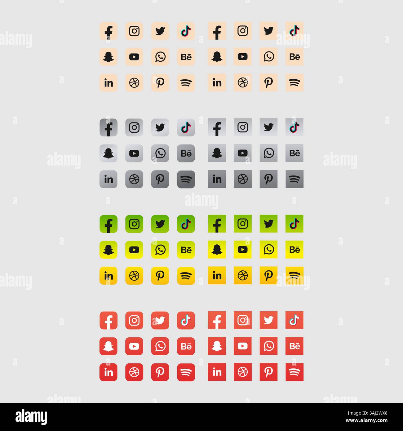 Media social or social networking icons and logos design template collection Stock Vector Image ...