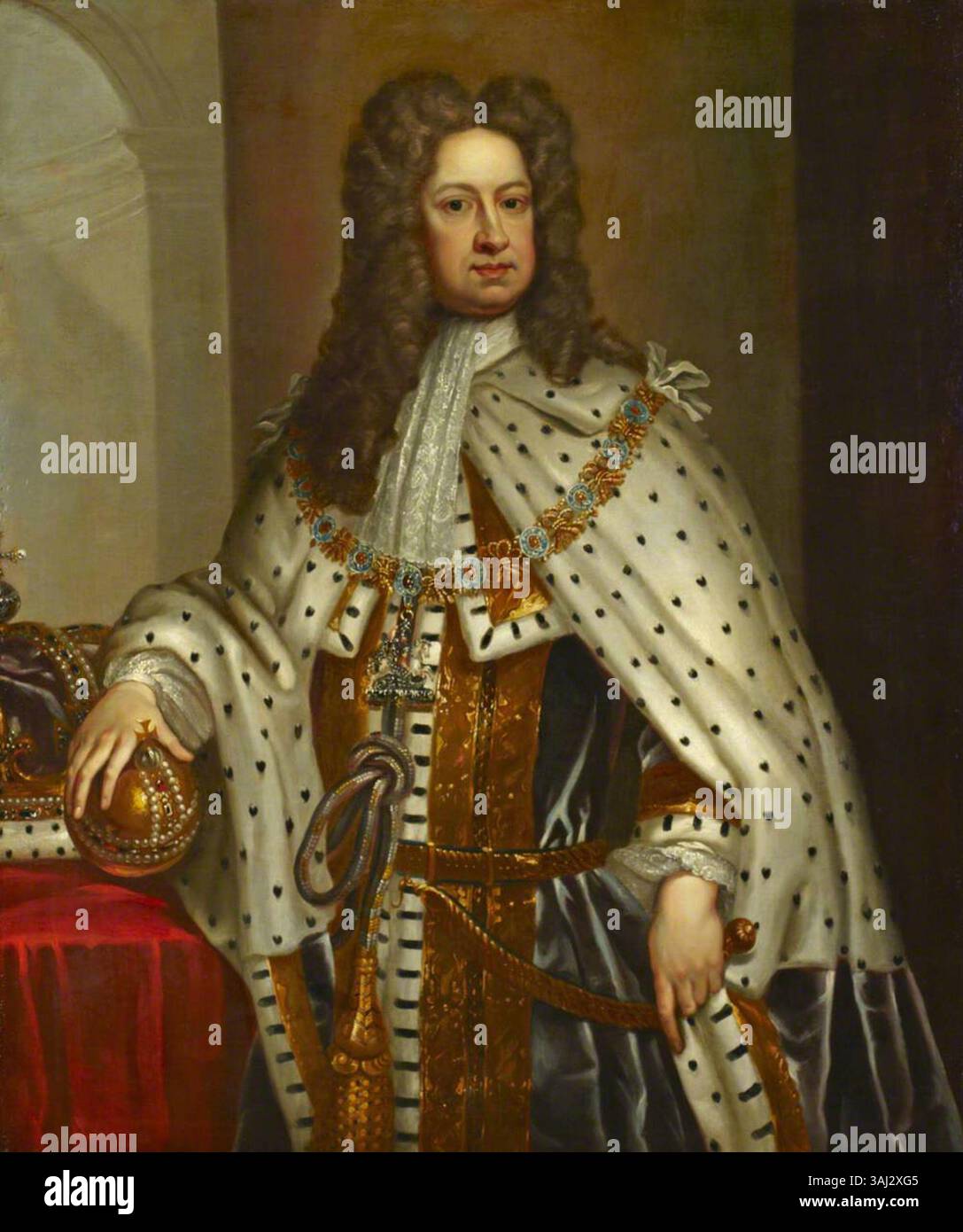 This portrait of George I, painted in the style of Godfrey Kneller ...