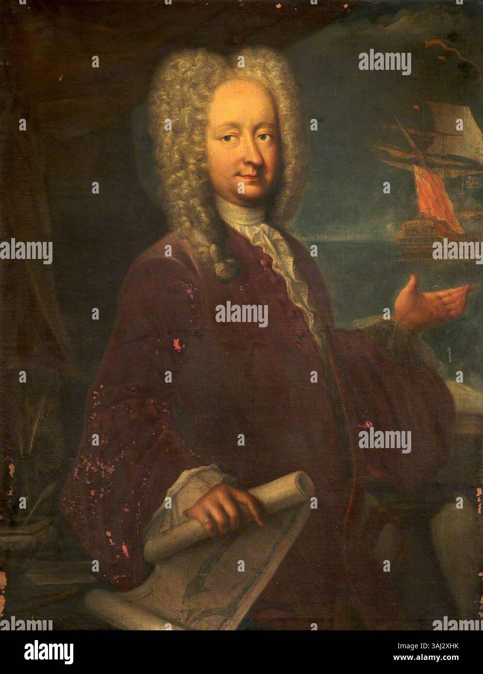 This portrait of Admiral Francis Legh, painted around 1724, depicts the ...