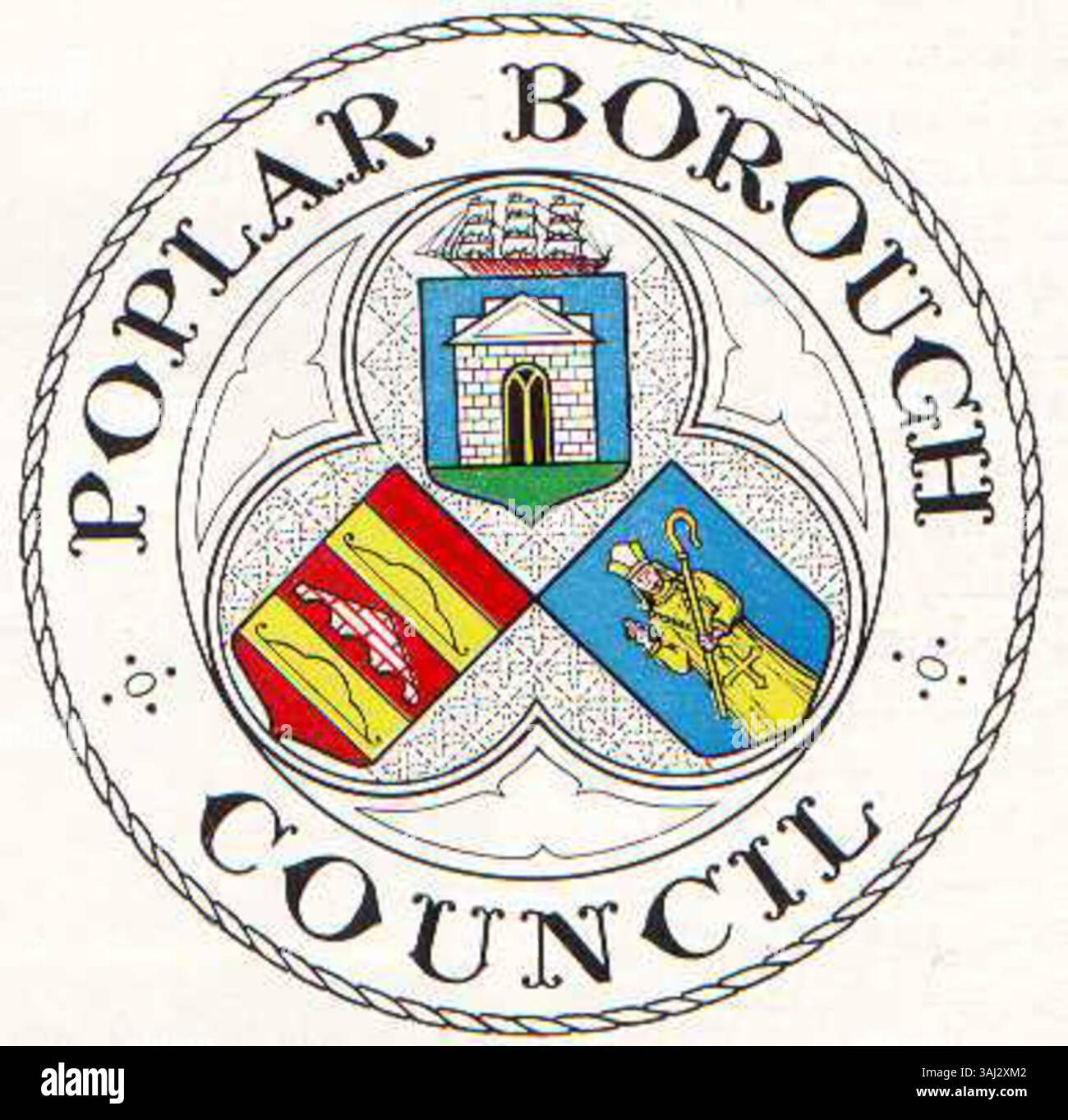 The Poplar Borough Council Coat of Arms, adopted in 1900, incorporates ...
