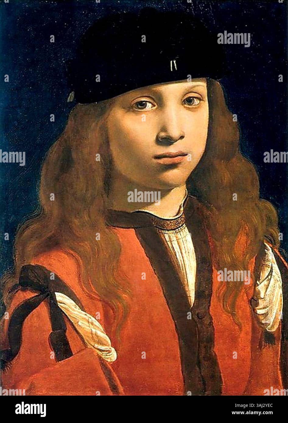 The image is a portrait of Francesco Sforza, Count of Pavia, likely ...