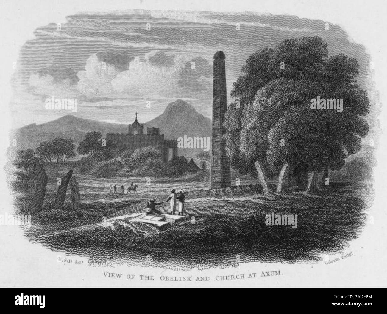 An etching by Charles Heath, after Henry Salt, of the Obelisk and ...