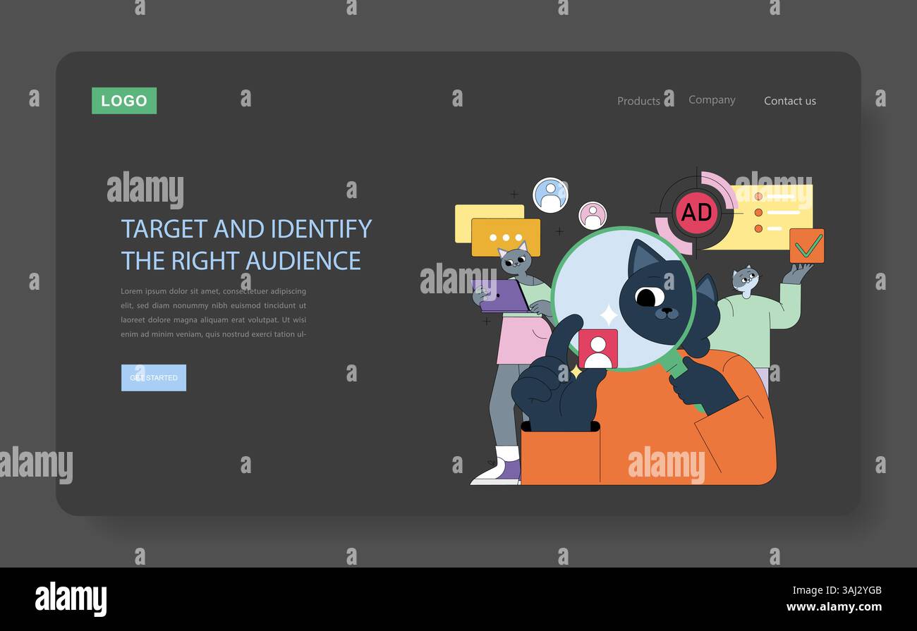 Marketing tools for identifying target audiences effectively. The illustration emphasizes modern ...