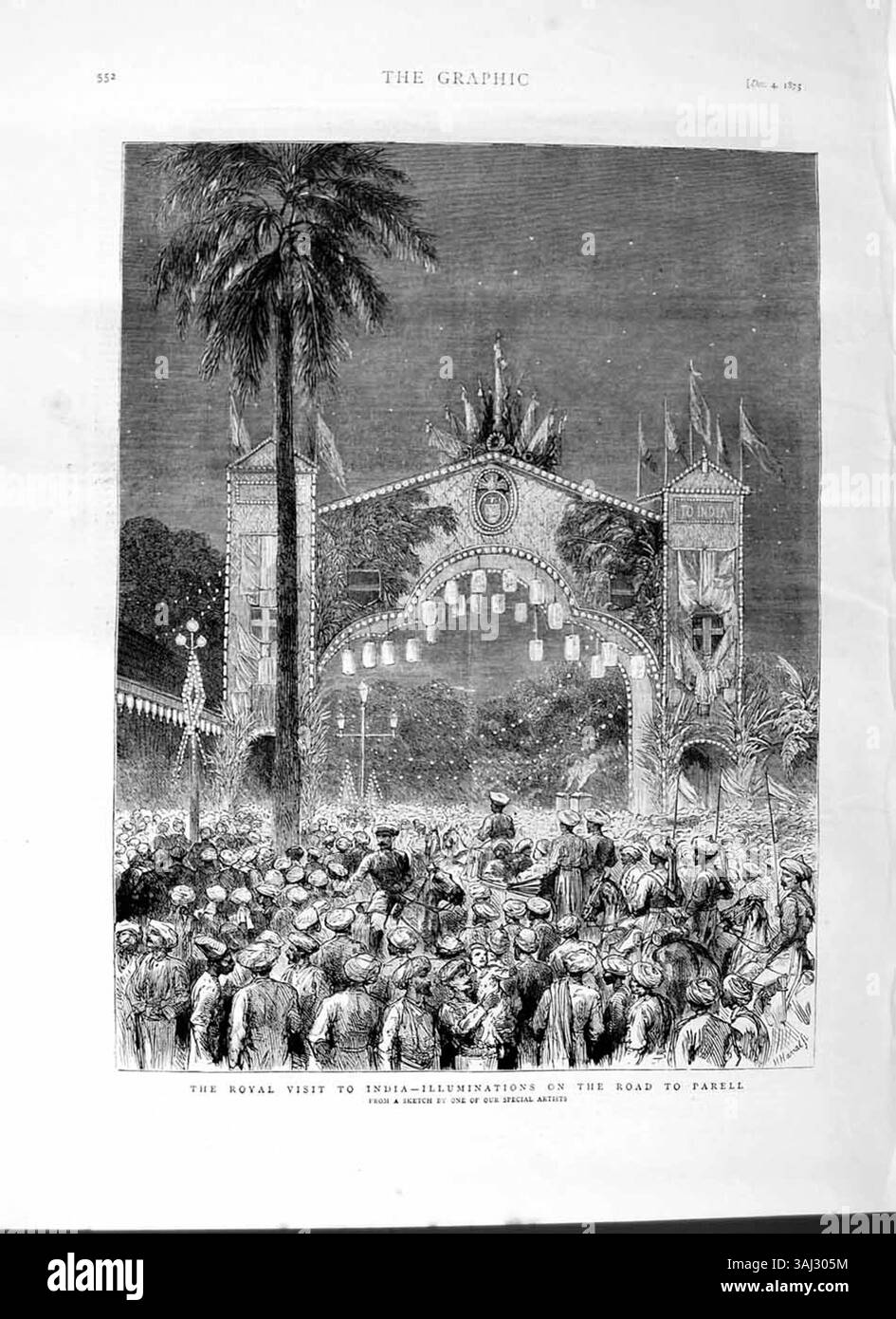 This 1875 illustration depicts the illuminations along the road to ...