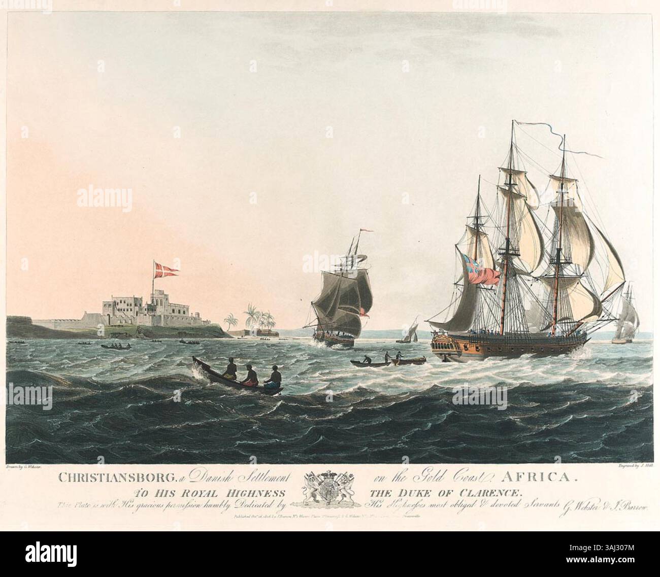 This 1806 painting by George Webster depicts Christiansborg, a Danish ...