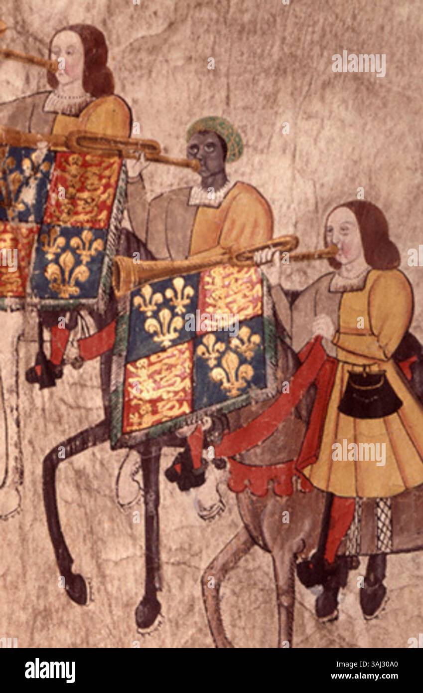 This early 16th-century illustration depicts a black trumpeter at a ...