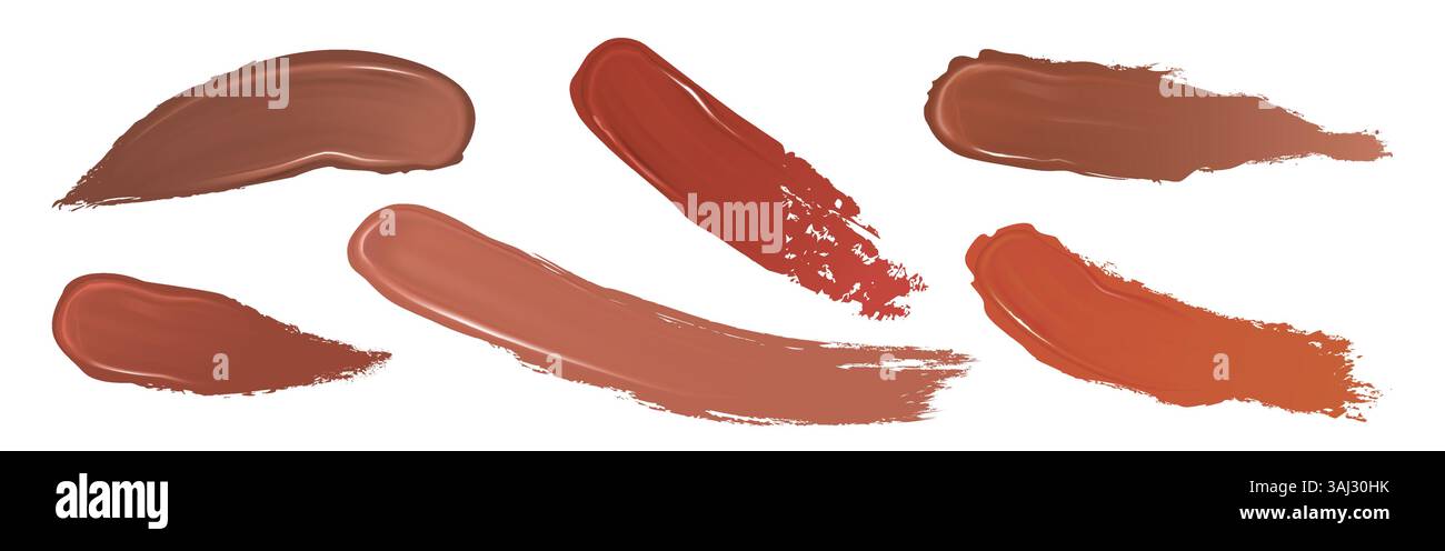 Dark skin foundation swatch set - brown liquid makeup smudges, smears ...