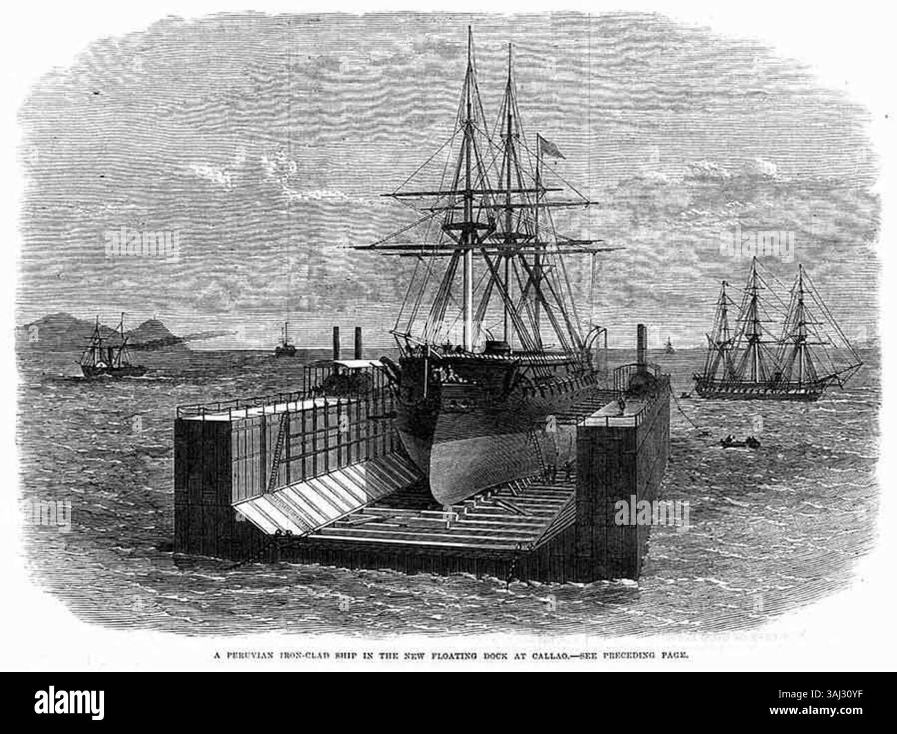 Illustration of the Peruvian iron-clad ship Independencia in the new ...