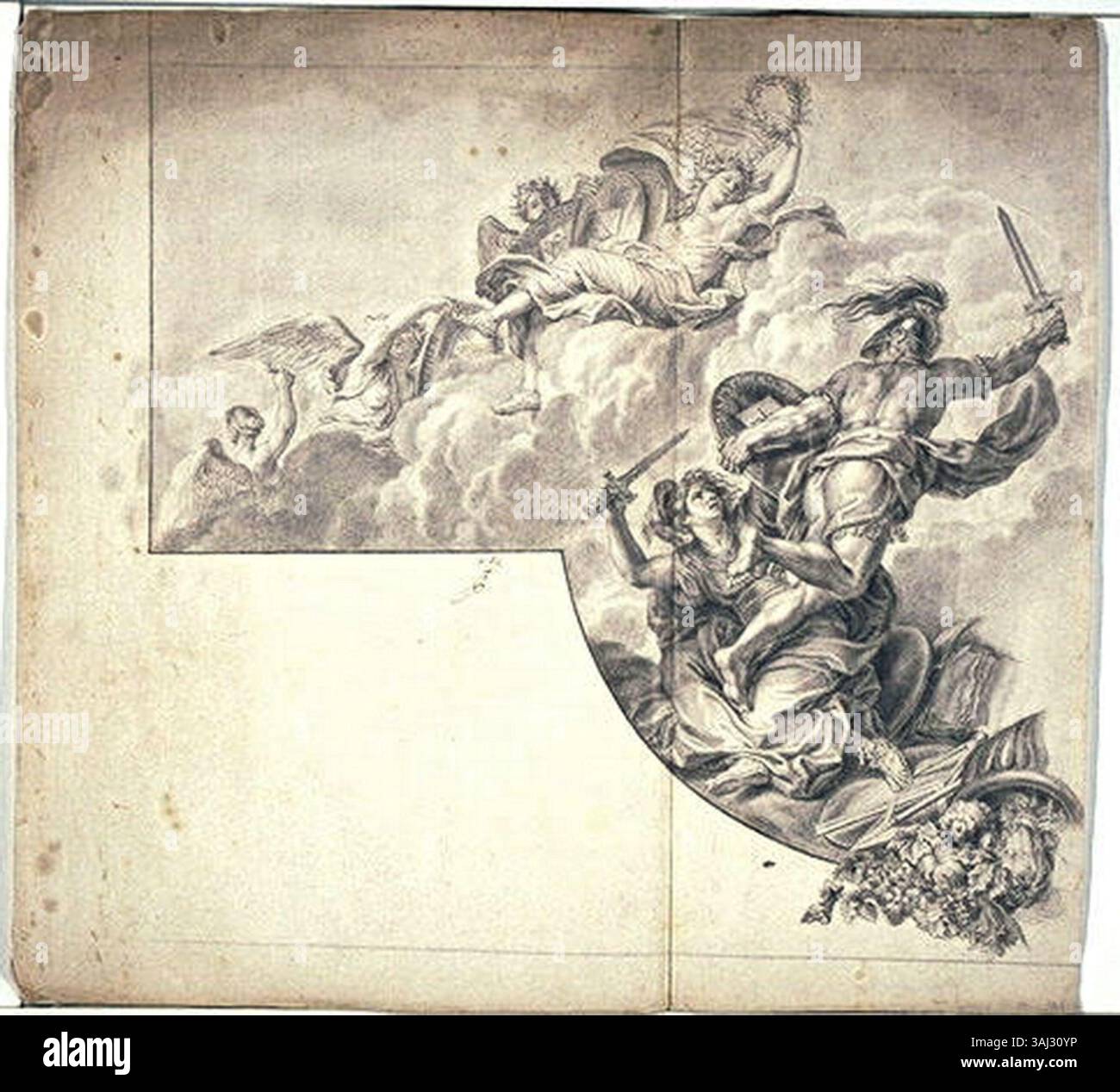 This pencil drawing from 1680, based on Charles Le Brun’s ceiling ...