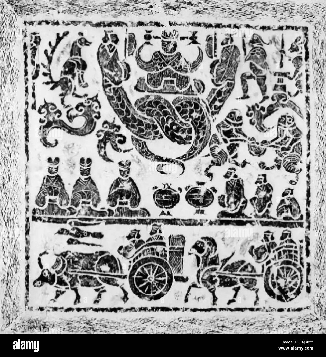 This Han Dynasty rubbing depicts the Queen Mother of the West, an ...