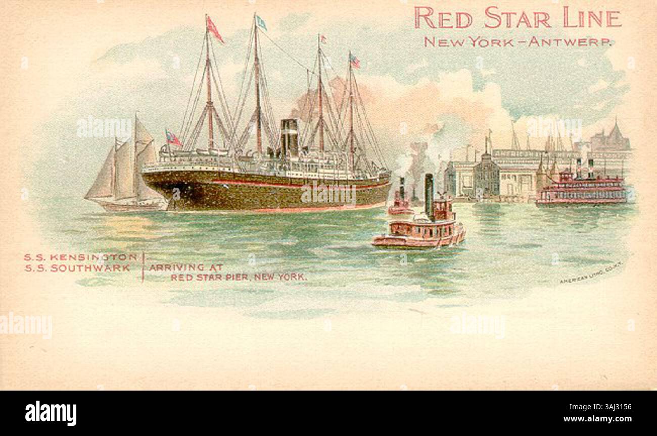 The SS 'Kensington' and SS 'Southwark', sister ships of the Red Star ...