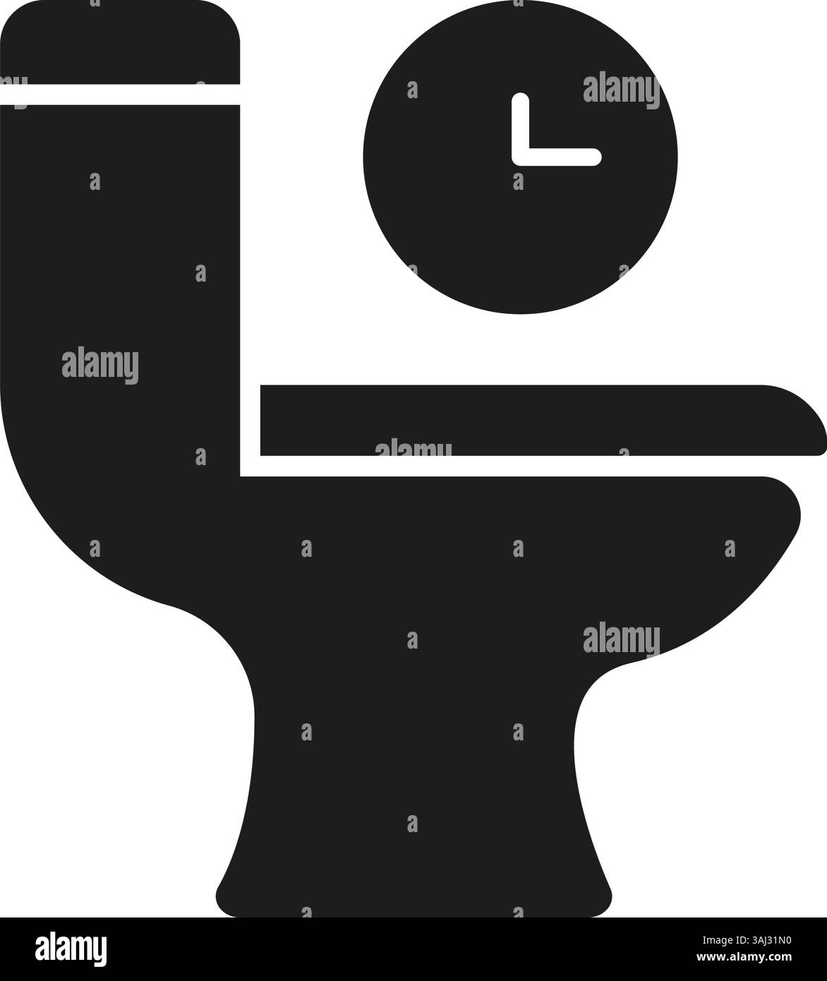 Toilet with Time Indicator Solid Icon. Restroom Symbol Representing ...