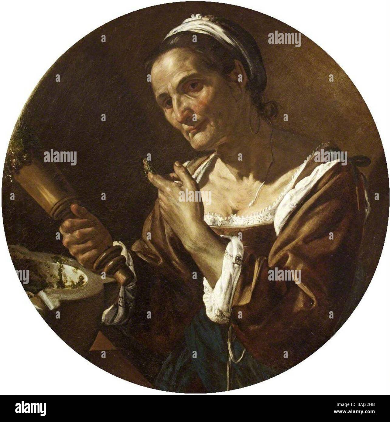 This genre painting, from the school of Caravaggio, portrays an old ...