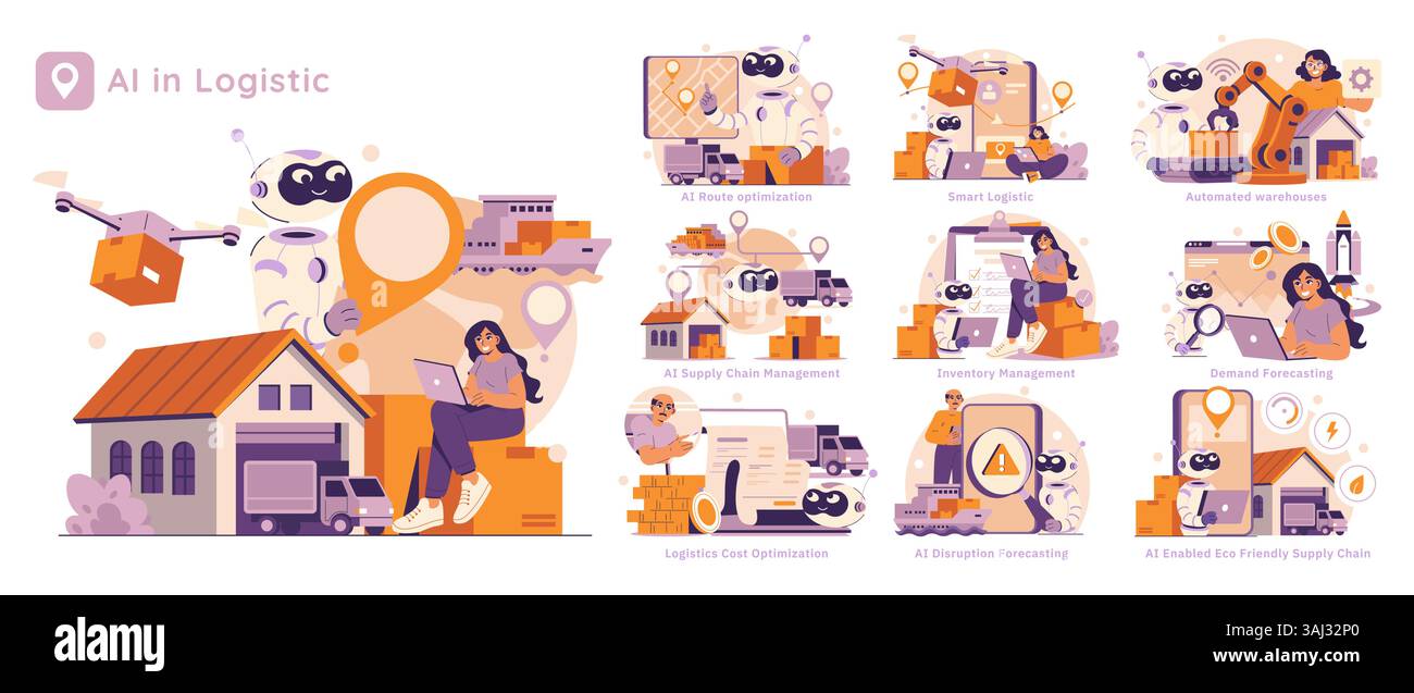 AI in Logistics illustrates the integration of artificial intelligence ...