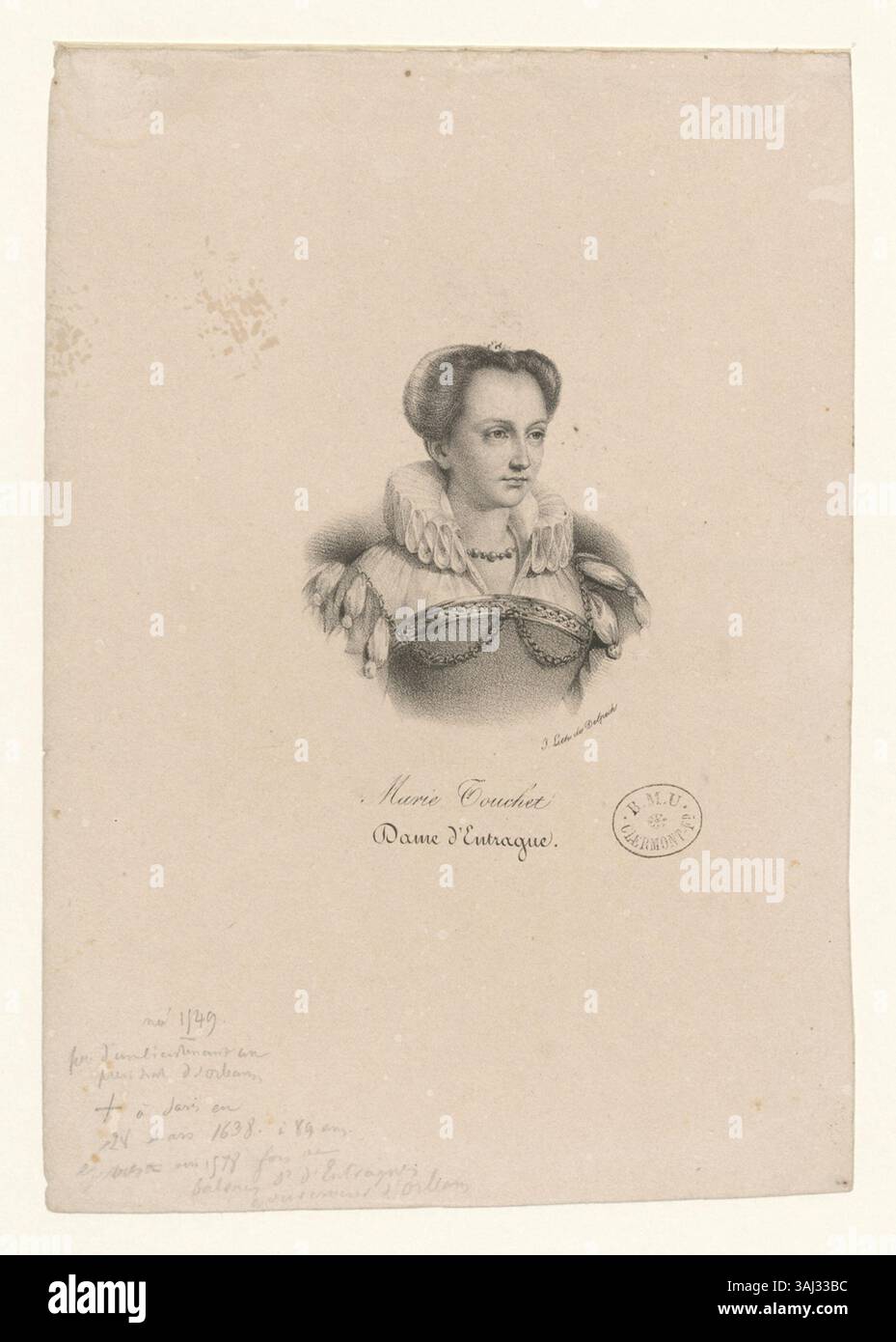 BOYER 989 is a lithograph from the Boyer collection portraying Marie ...