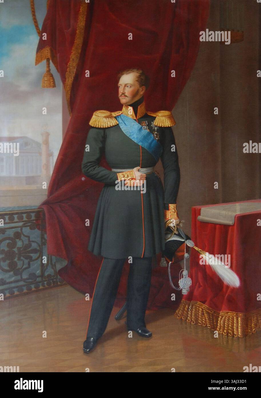 This 1848 portrait, after Franz Krüger, depicts Tsar Nicholas I in the ...