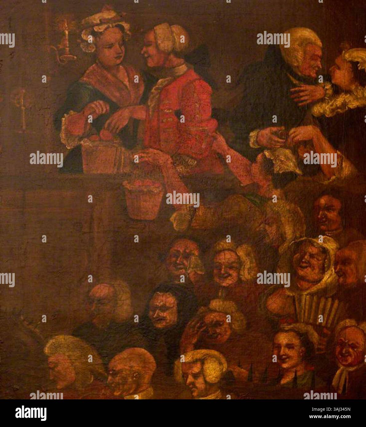 A depiction of the 'Laughing Audience' based on William Hogarth’s 1733 ...