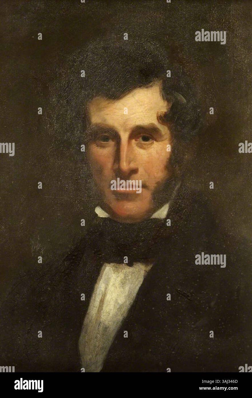 This portrait features an unknown gentleman in black attire, painted in ...