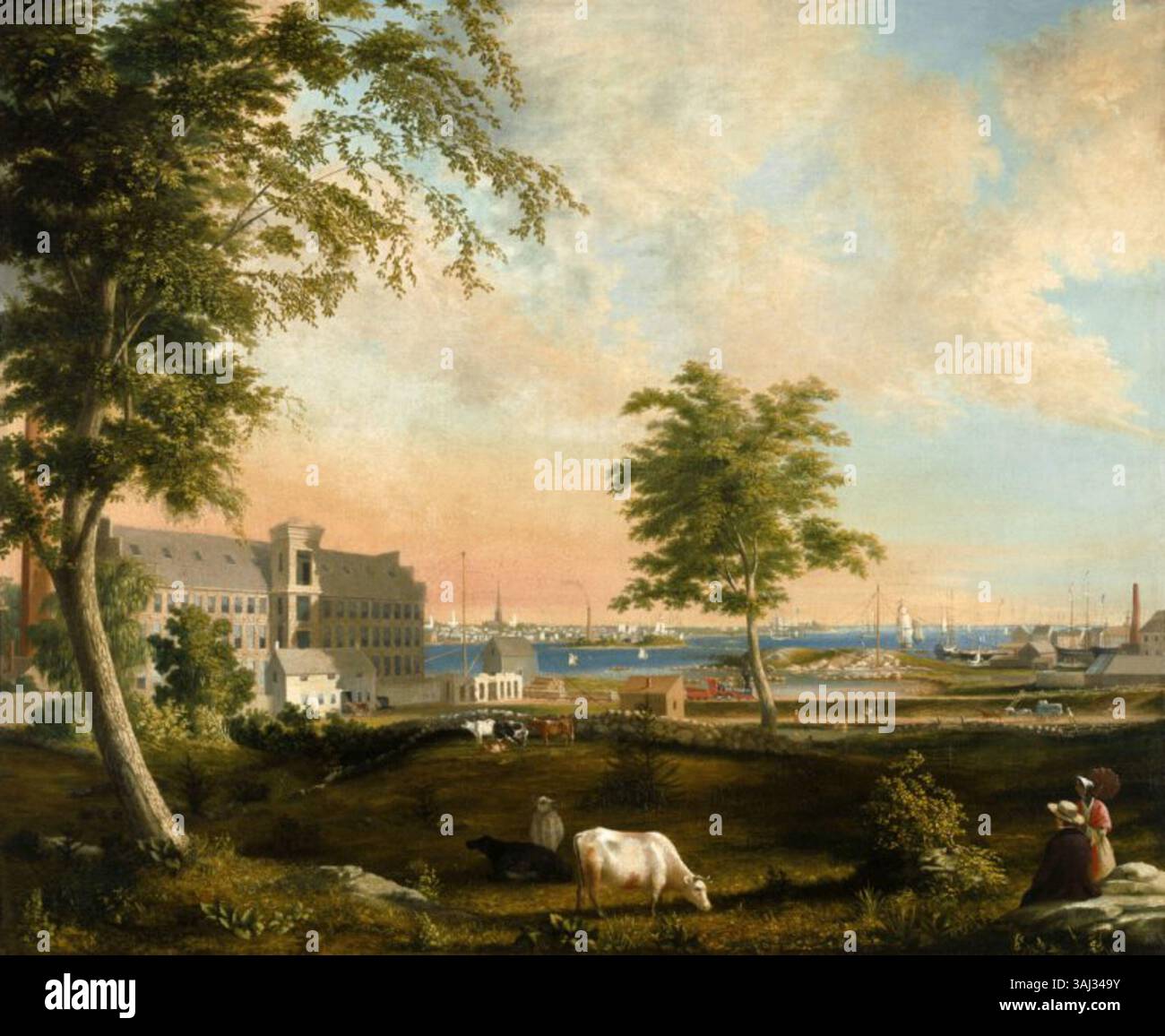 'Wamsutta Mill,' painted by William Allen Wall circa 1850, depicts the ...