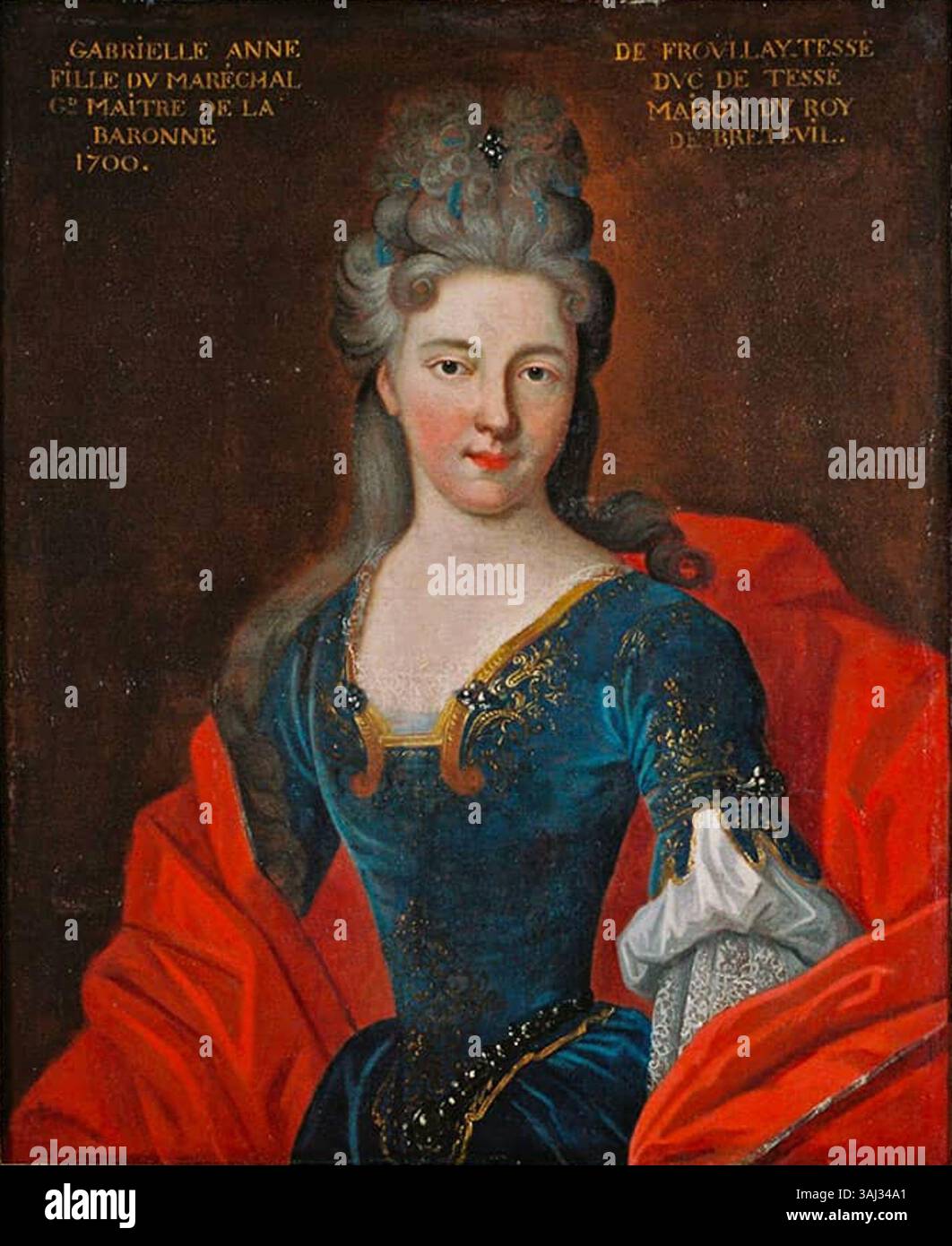 The portrait of Gabrielle Anne Breteuil, painted by an unidentified ...