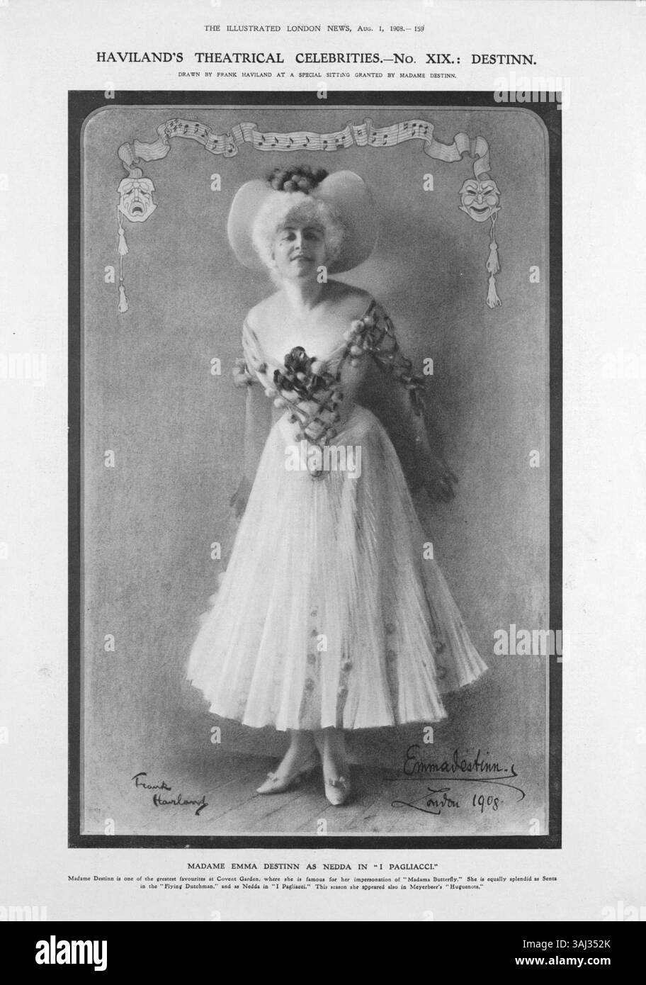 A portrait of opera singer Emma Destinn, depicted as the character ...