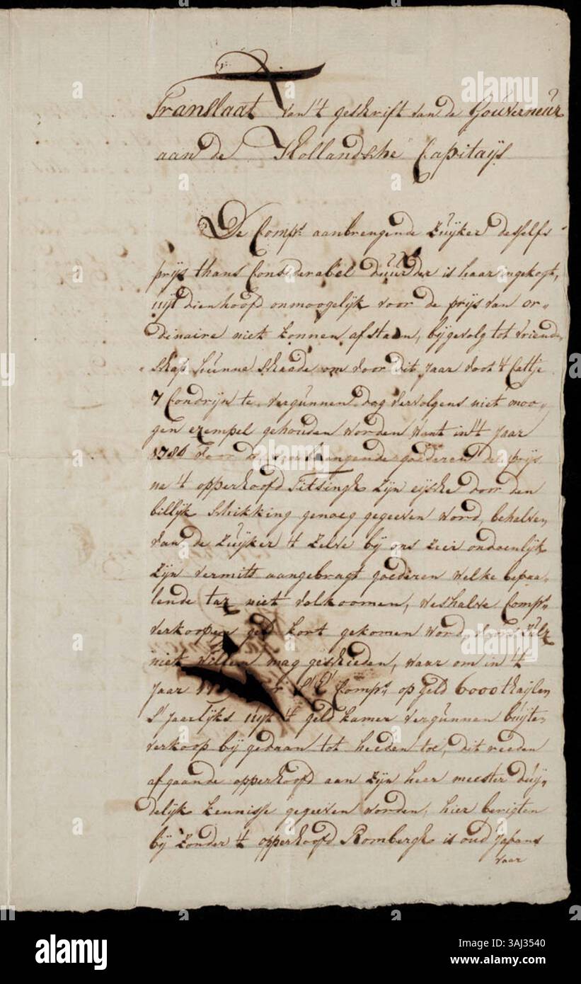 A 1787 letter from the Governor of Nagasaki to the Dutch opperhoofd ...