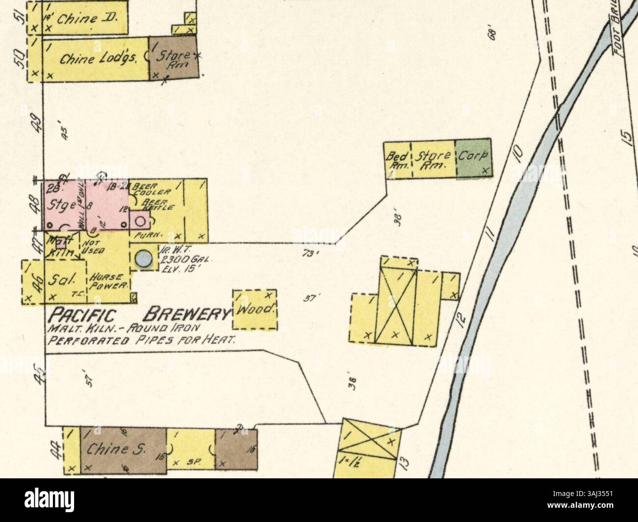This 1907 Sanborn Fire Insurance map of the Pacific Brewery in ...