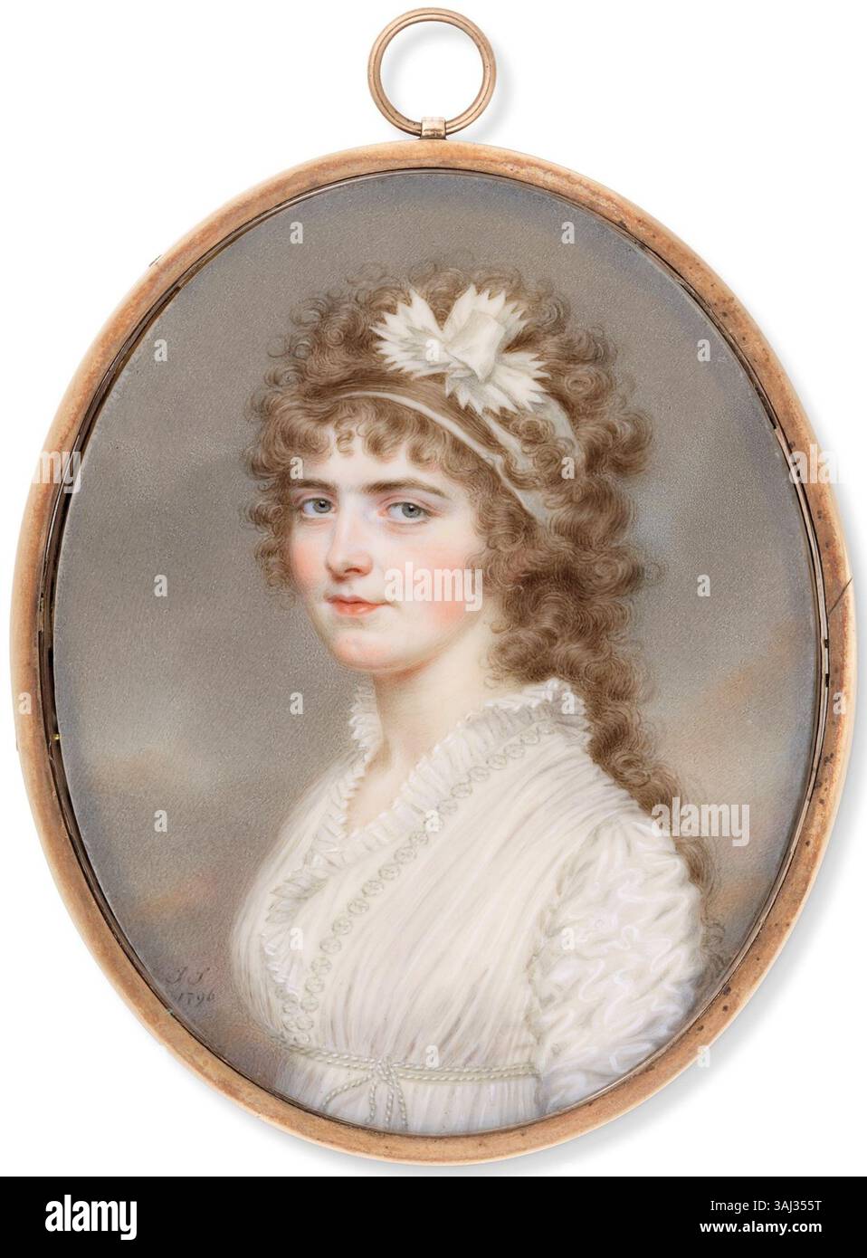 The portrait by John Smart depicts Lady Young, née Emily Baring, in her ...
