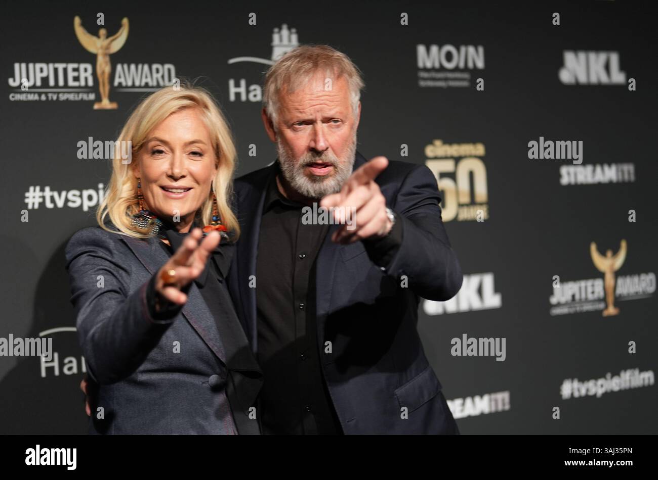 Hamburg, Germany. 10th Apr, 2025. Axel Milberg, actor, and his wife ...