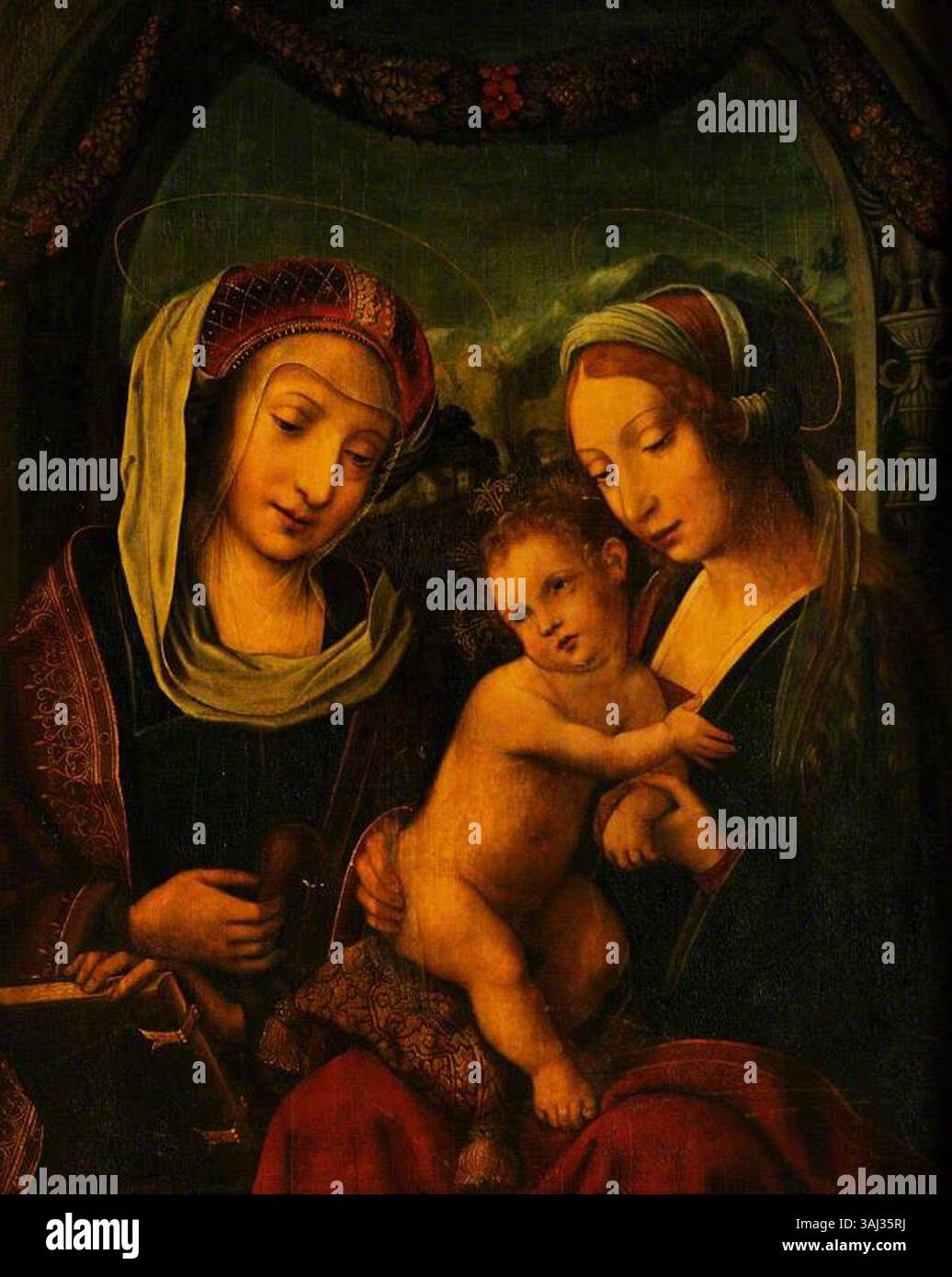 This religious oil painting, possibly from the Marchigian School ...