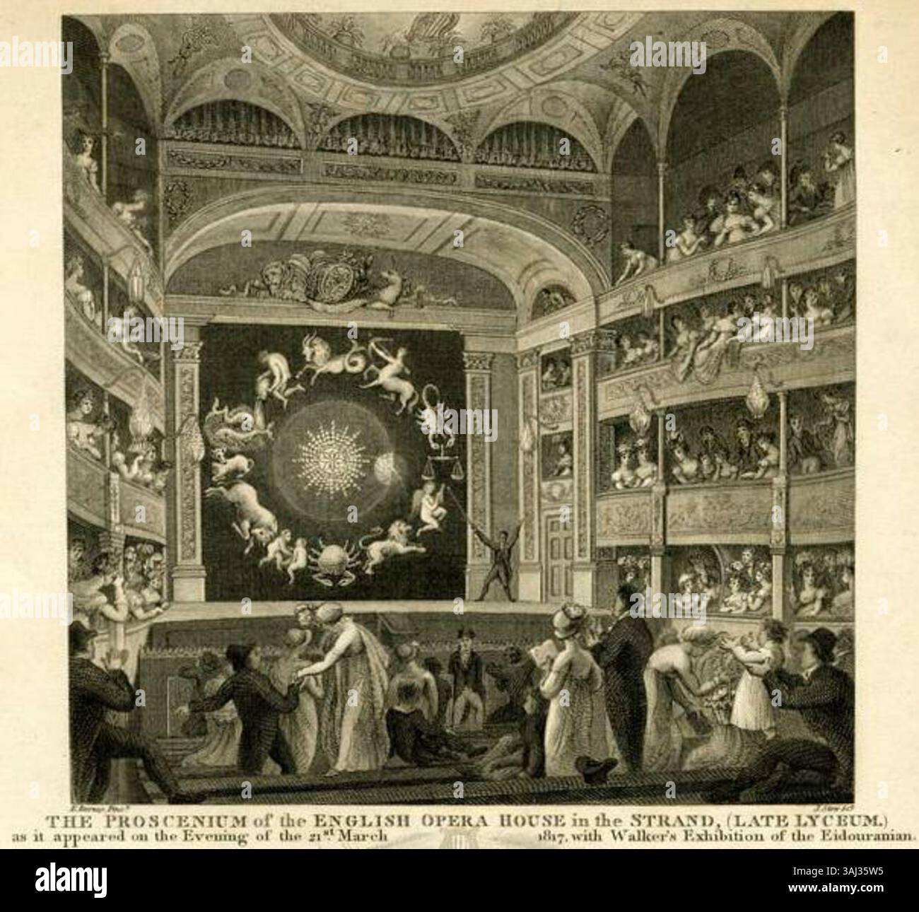 A cropped version of James Stow’s 1817 print of the proscenium at the ...