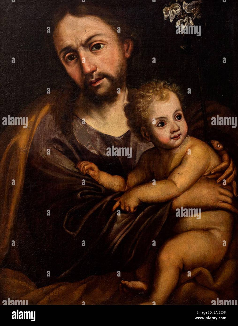 The painting titled San José y el Niño (Saint Joseph and Child Jesus ...