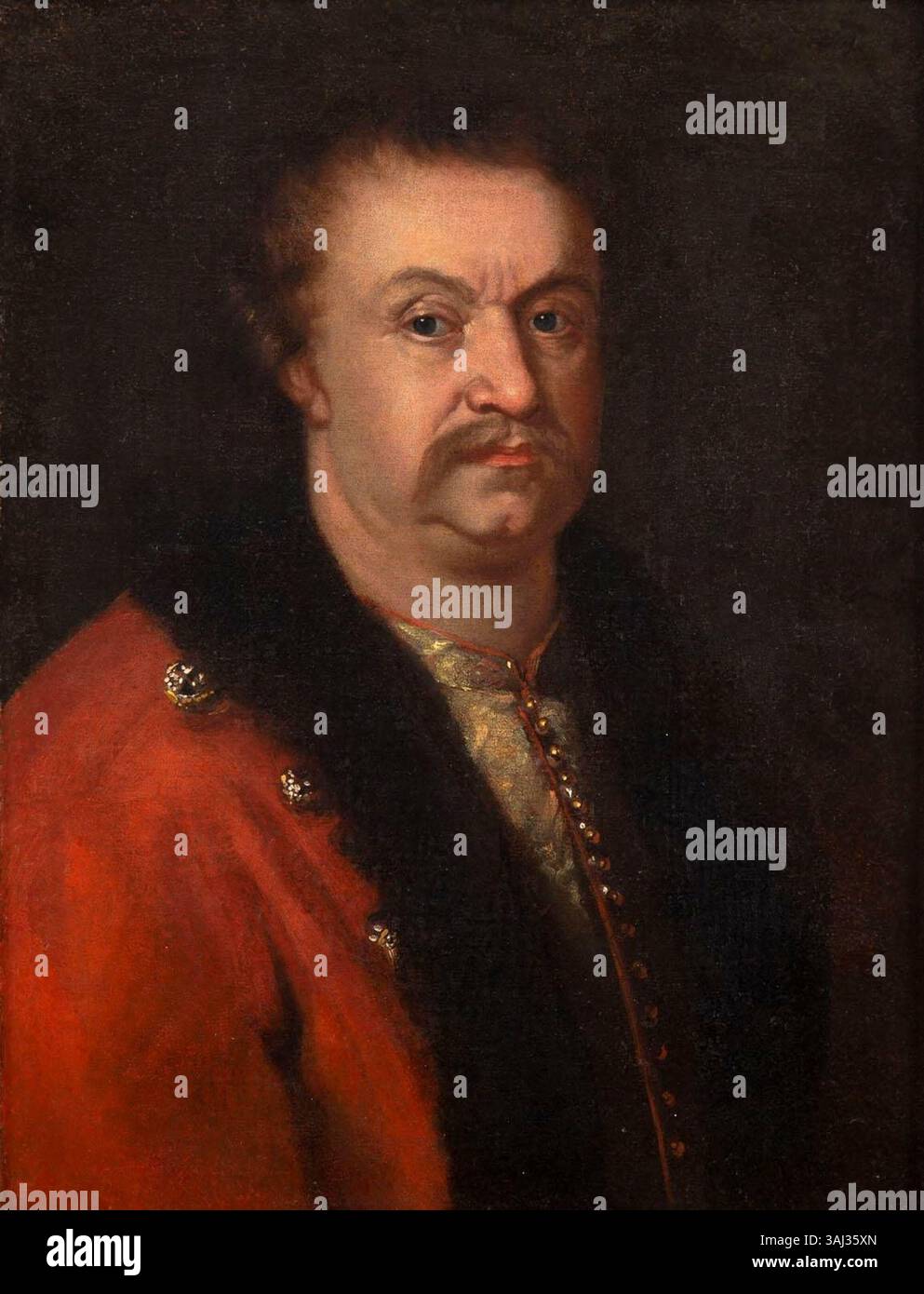 This portrait depicts a Polish nobleman in a kontusz, a traditional ...