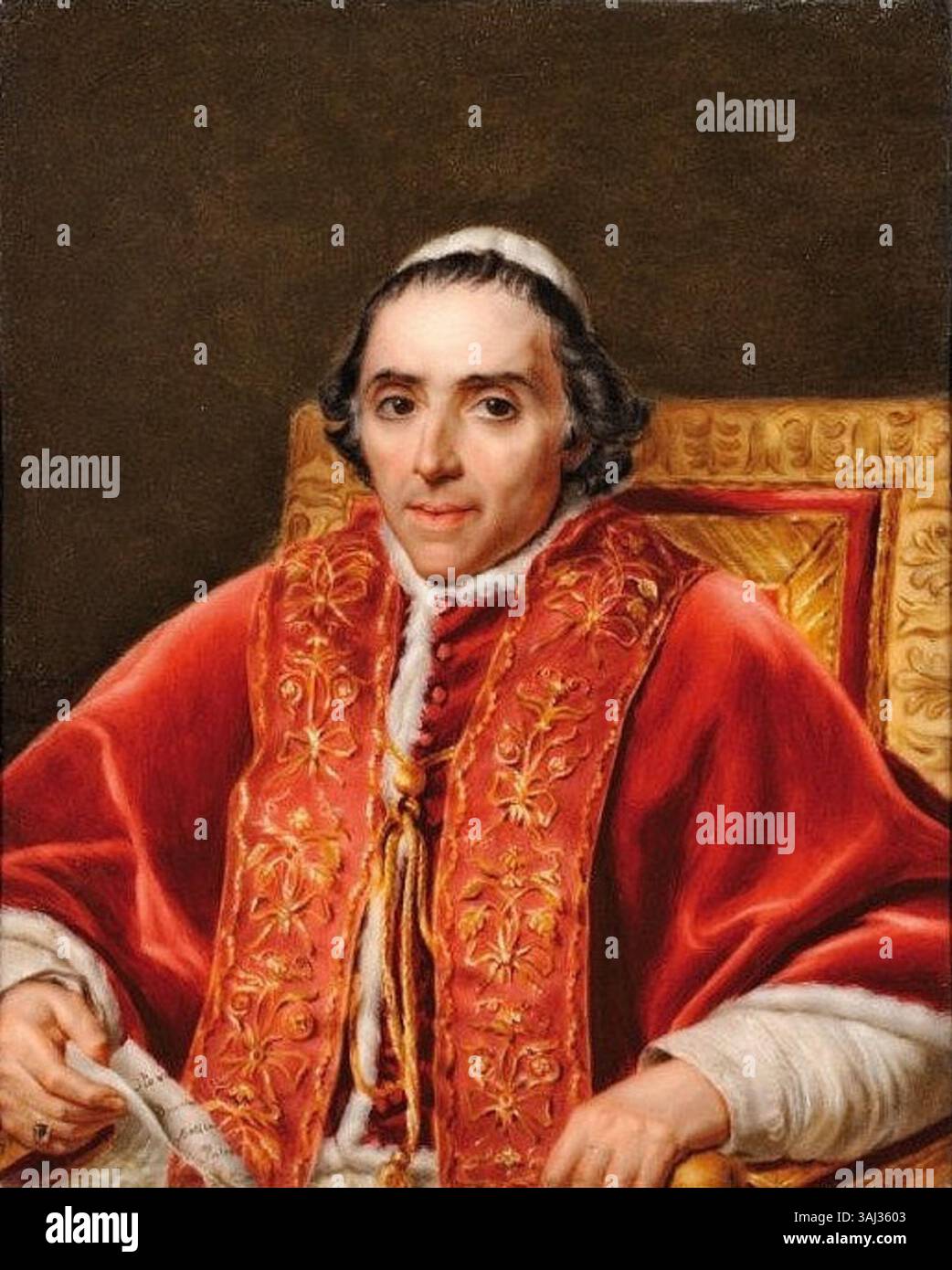 This portrait of Pope Pius VII, created by Athalante Legrand in 1823, is a porcelain plaque copy ...