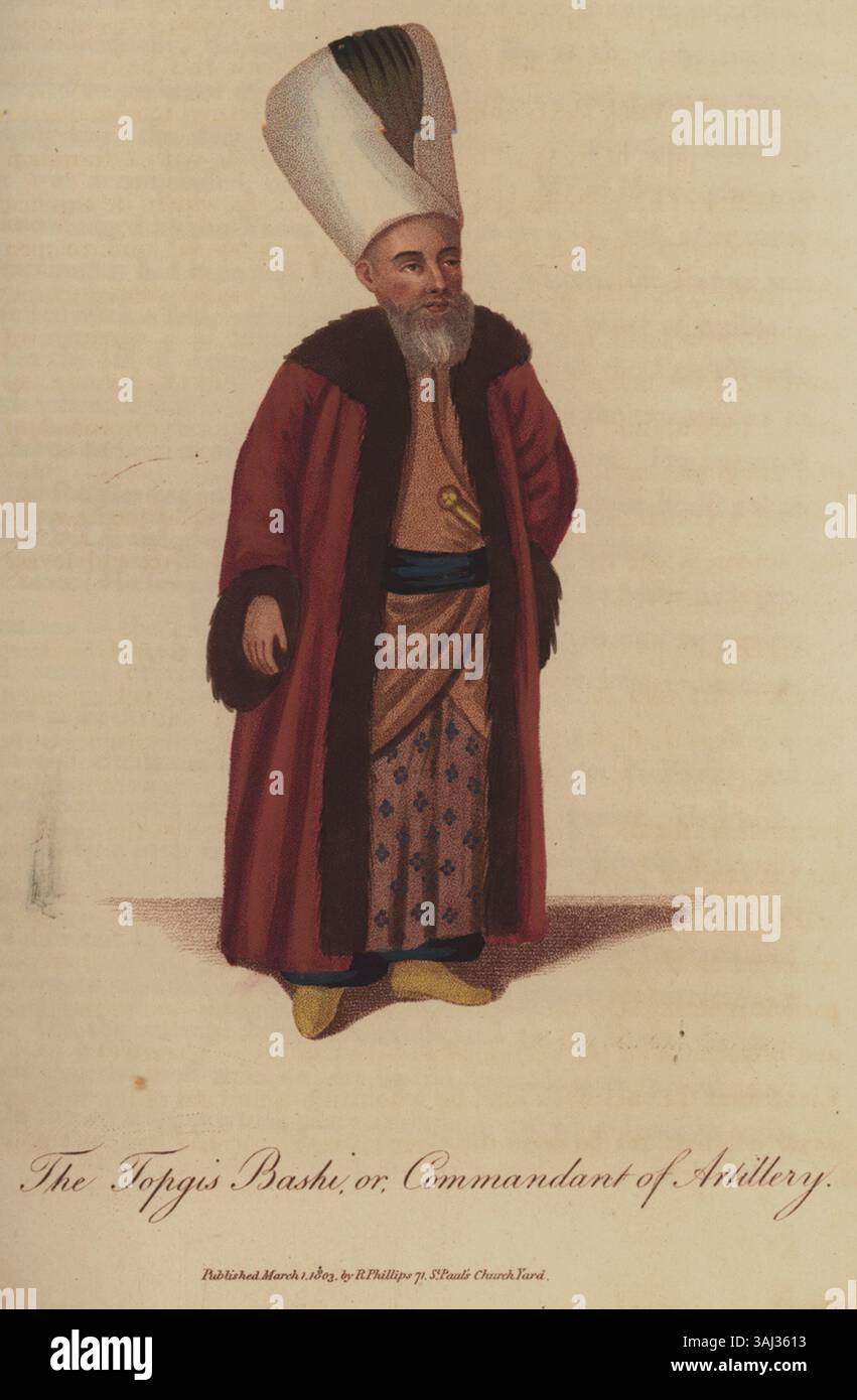 This engraving portrays the Ottoman artillery chief, Topgis Bashi ...