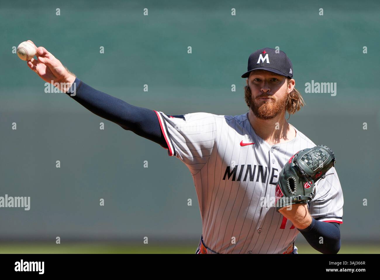 Minnesota Twins starting pitcher Bailey Ober throws during the first ...