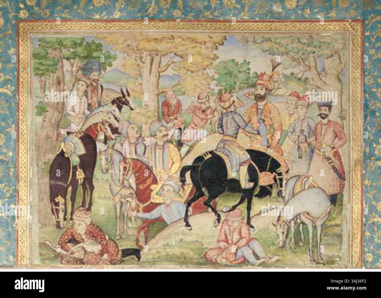 This 18th-century watercolour depicts Nader Shah and his entourage ...