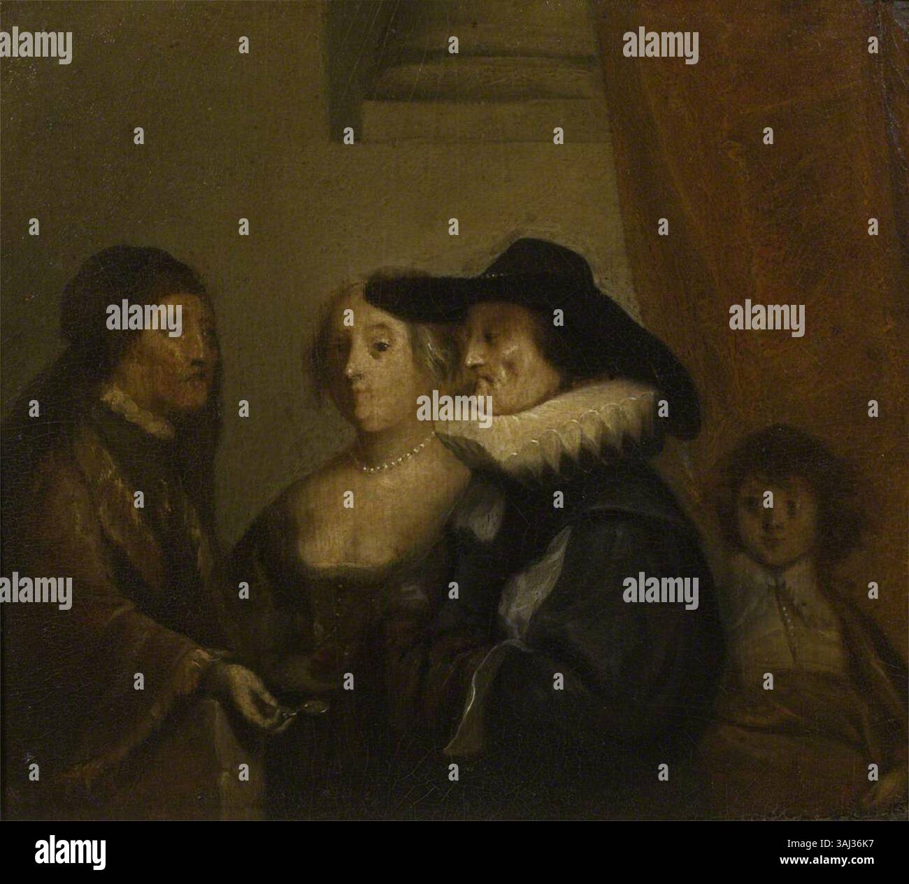 This 17th-century Dutch painting depicts a scene of procurement ...