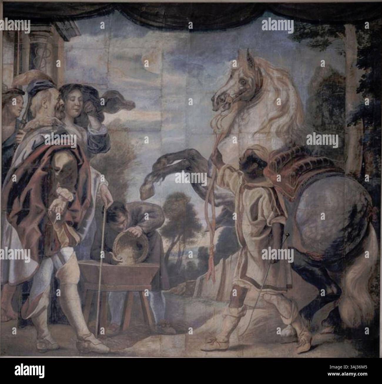 Jacob Jordaens' drawing depicting a servant bringing a horse to his ...