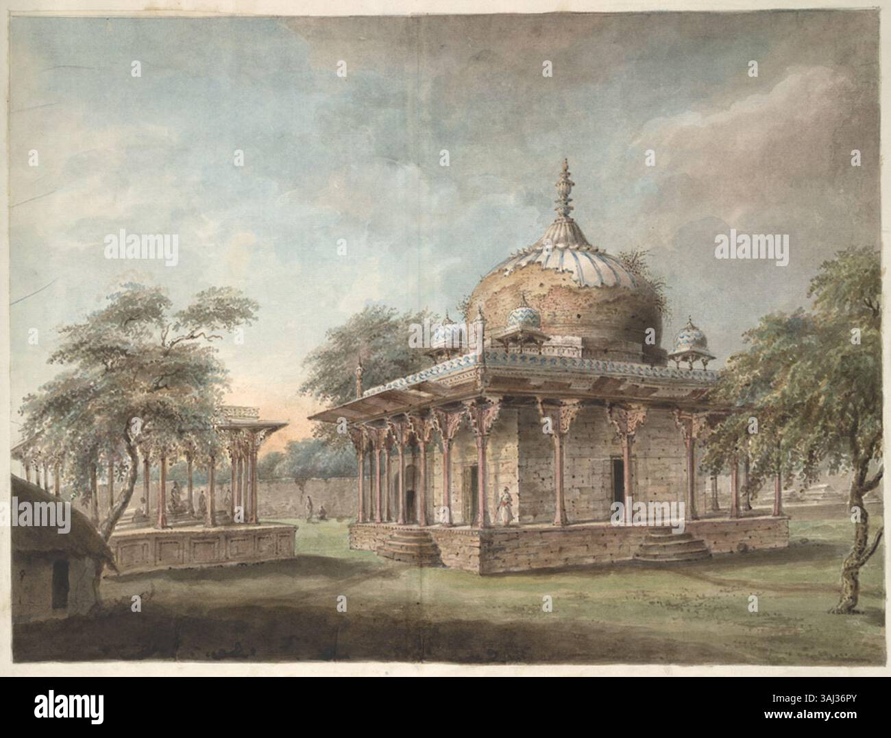 This watercolour by Sita Ram illustrates the Nadan Mahal, the tomb of ...