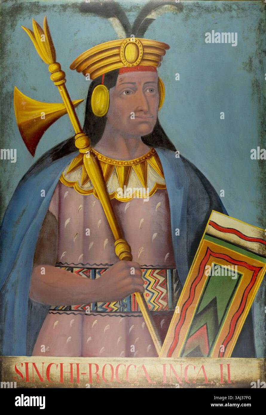 This 19th-century portrait depicts Sinchi Roca, the second emperor of ...