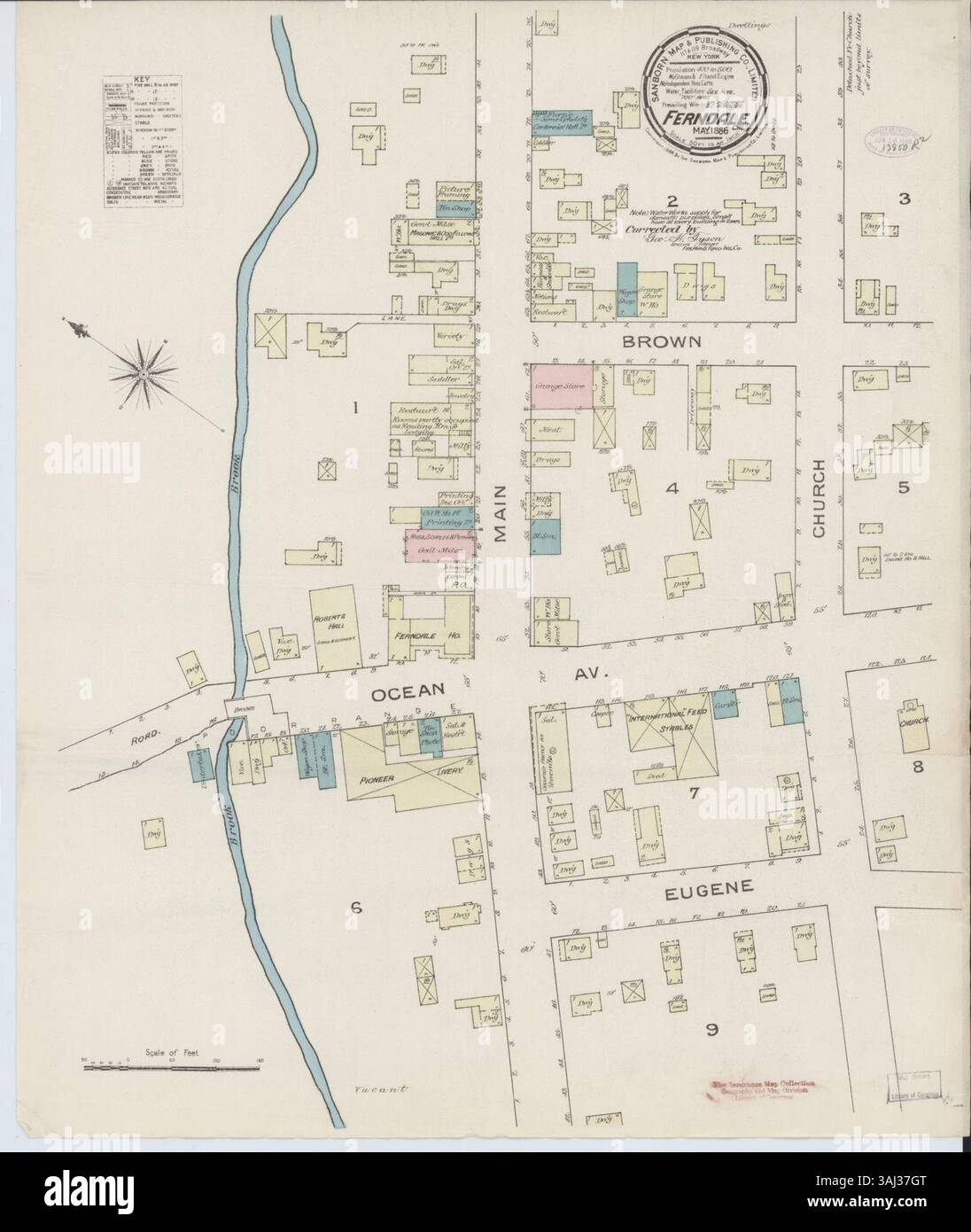 The 1886 Sanborn Map of Ferndale, California, provides a detailed view ...