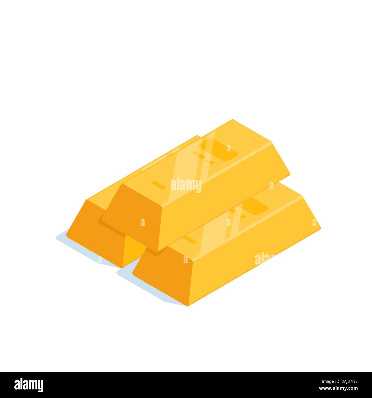 isometric gold bars, in color on a white background, banking financial system or capital Stock ...